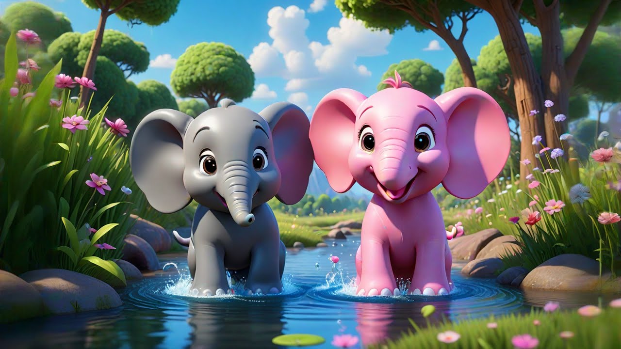 Two Baby Elephants Swing Their Trunks | Animal Movement & Counting Song ...