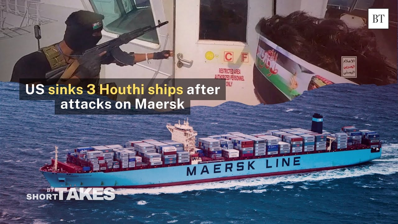 Red Sea conflict, US sinks 3 Houthi ships after attacks on Maersk - YouTube