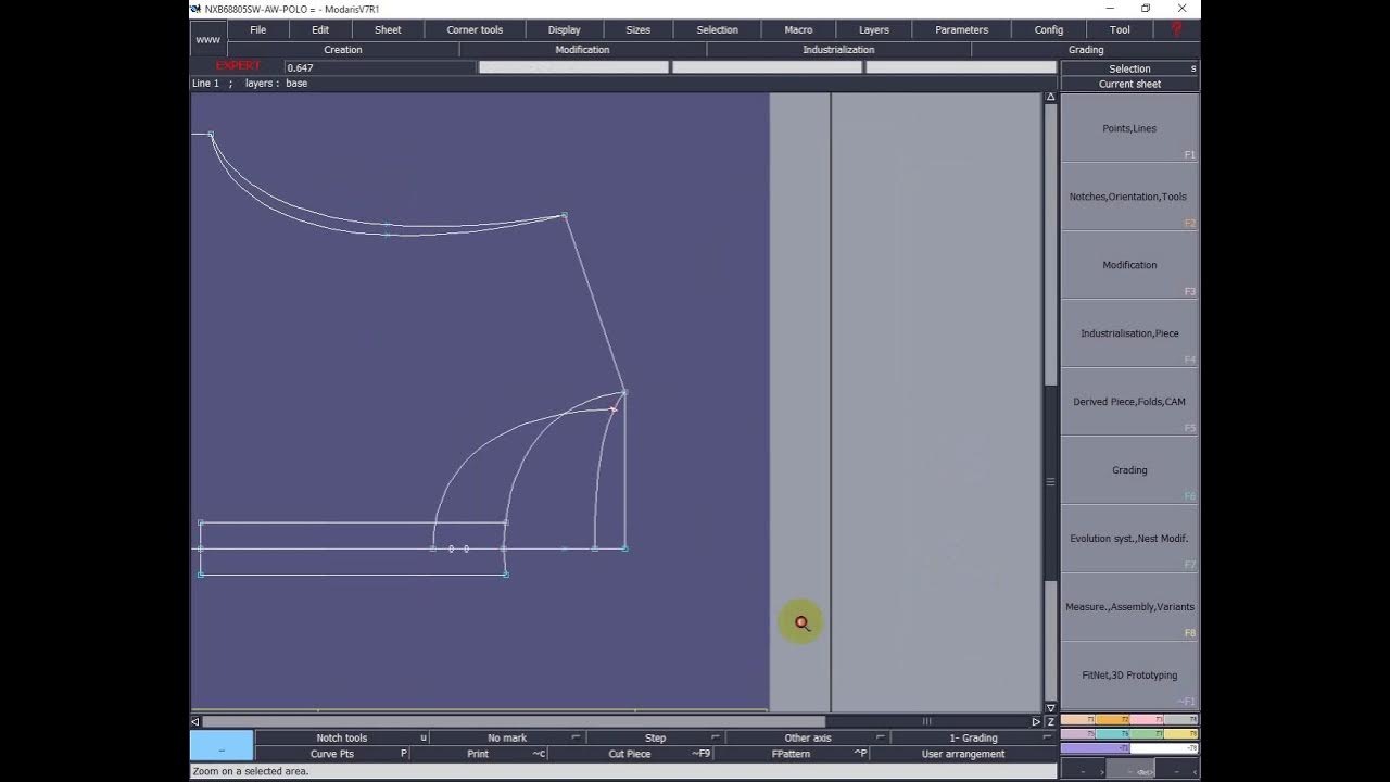 lectra modaris tools[91]EXPERT_Creation_ Neck curve to collar band pattern link and auto grading ...