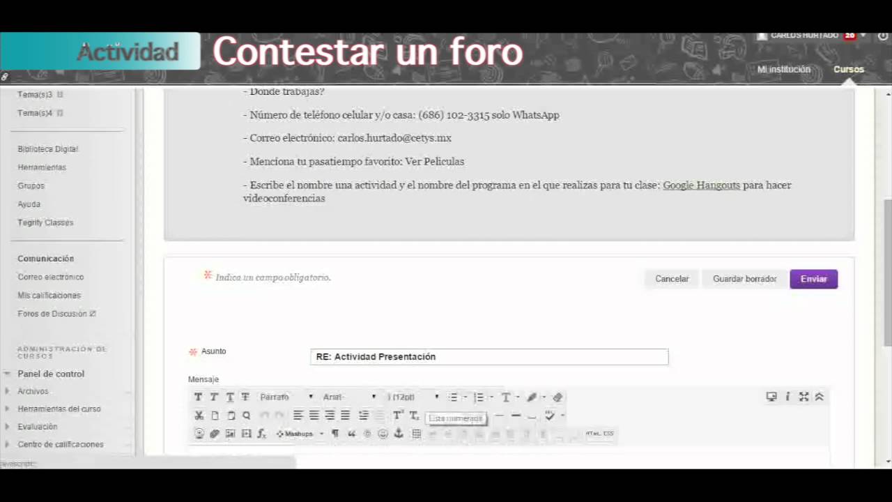 Contestar Foro en Blackboard - YouTube