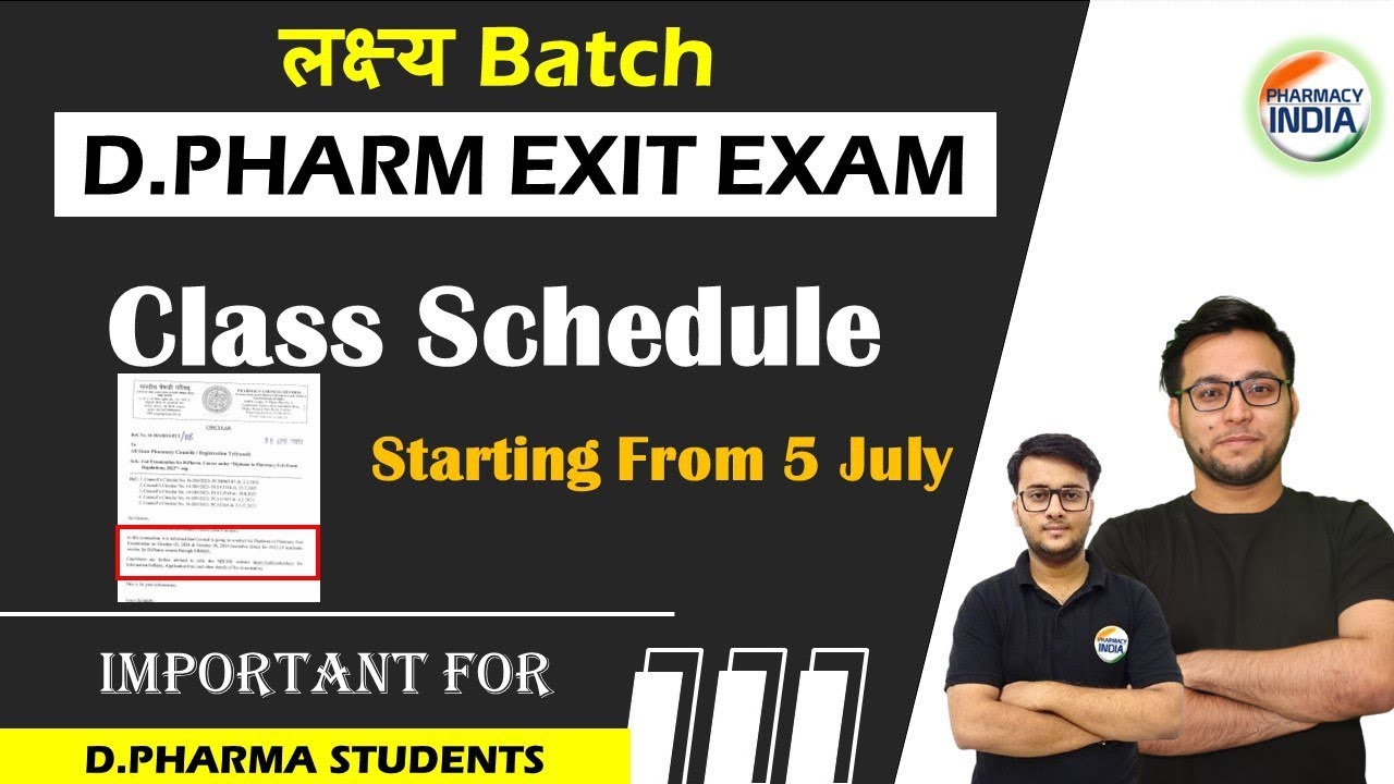 लक्ष्य D.PHARM EXIT EXAM | CLASSES SCHEDULE | STARTING FROM 5 JULY ...