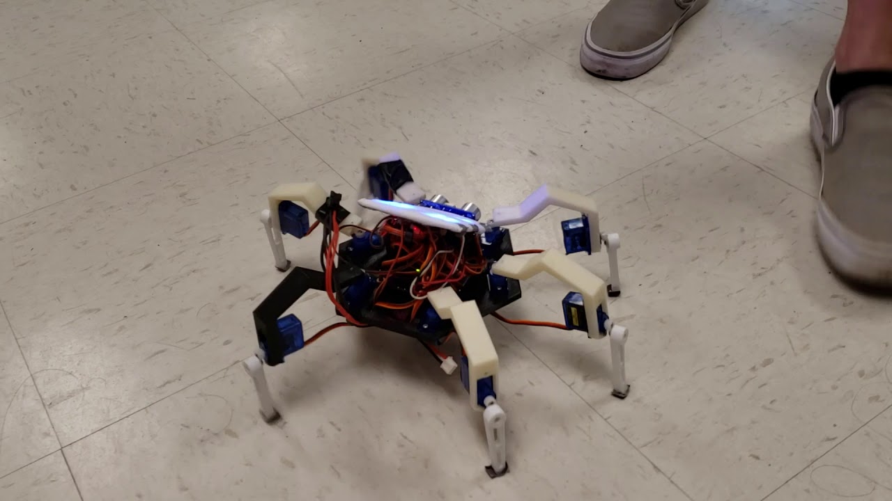 Hexapod collision-avoid robot with attitude. - YouTube