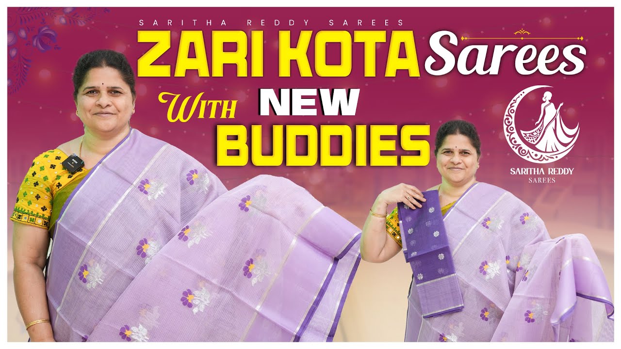 New Zari Kota Sarees Collections With New Buddies || Saritha Reddy ...