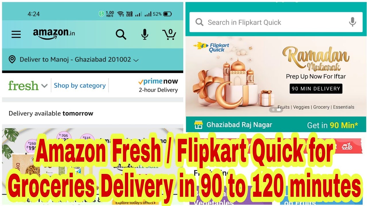 Flipkart Quick 90 minutes delivery | Amazon fresh 2 hours delivery ...