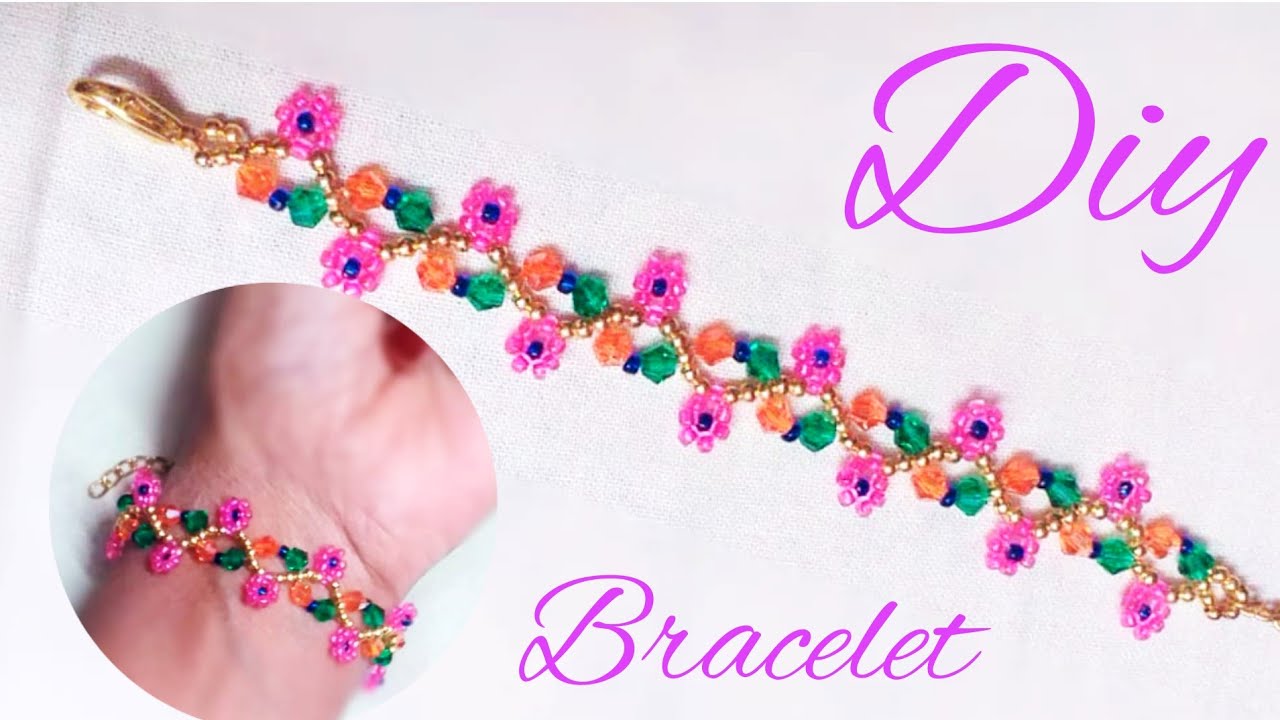 Beaded Daisy Chain Bracelet Tutorial//How to make Bracelet// Beading ...