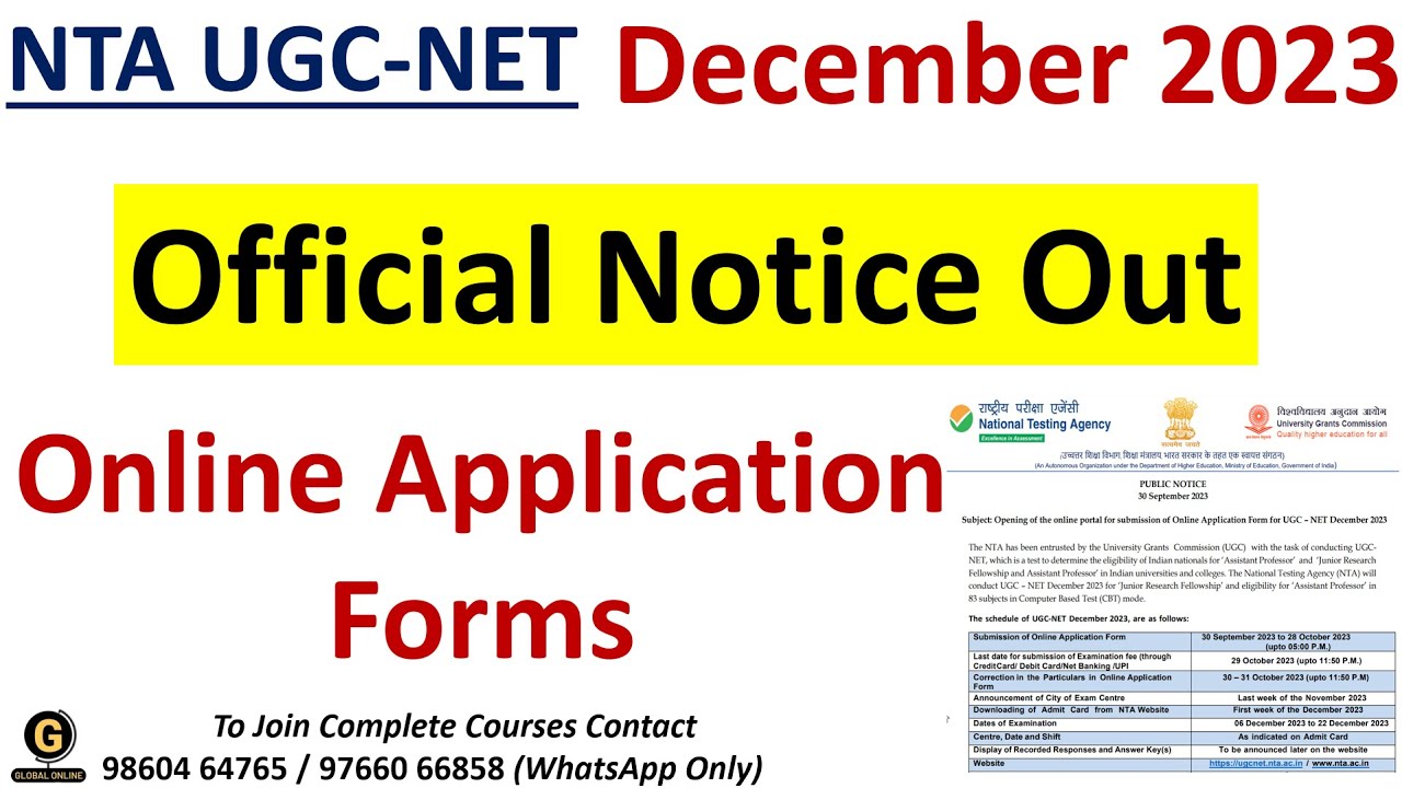 NTA UGC NET December 2023 Online Application Forms | Official Public ...