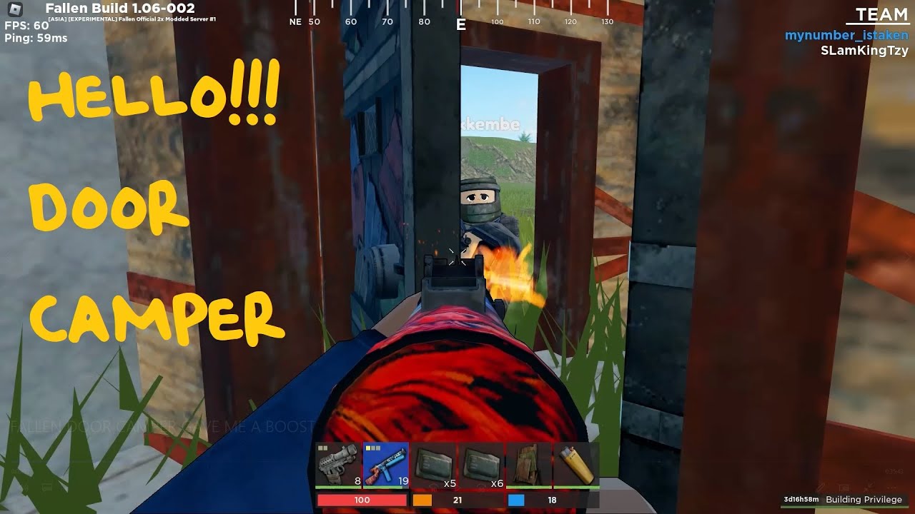 DOOR CAMPER GAVE ME A BOOST | FALLEN SURVIVAL ROBLOX RUST (PART 1 ...