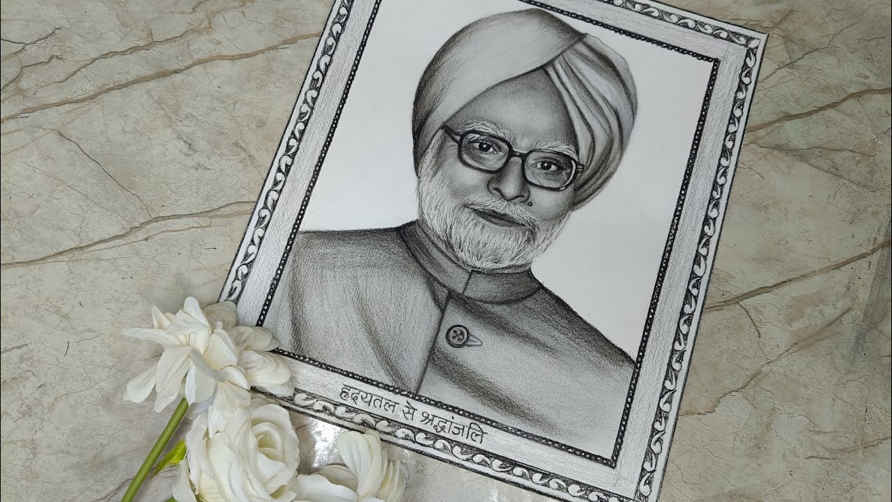 Dr. Manmohan Singh portrait | Step by step full tutorial | - YouTube