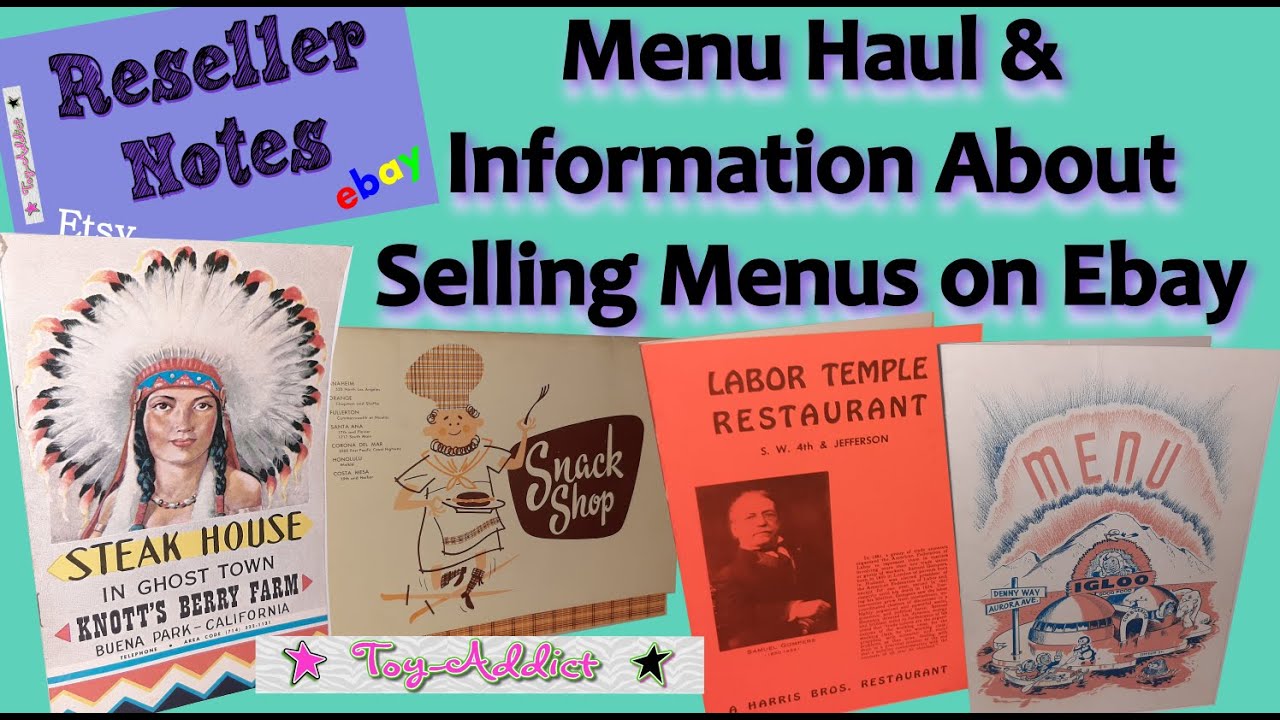 Vintage Menu Haul & What Menus Sell on Ebay ~ Reseller Notes ~ Toy ...