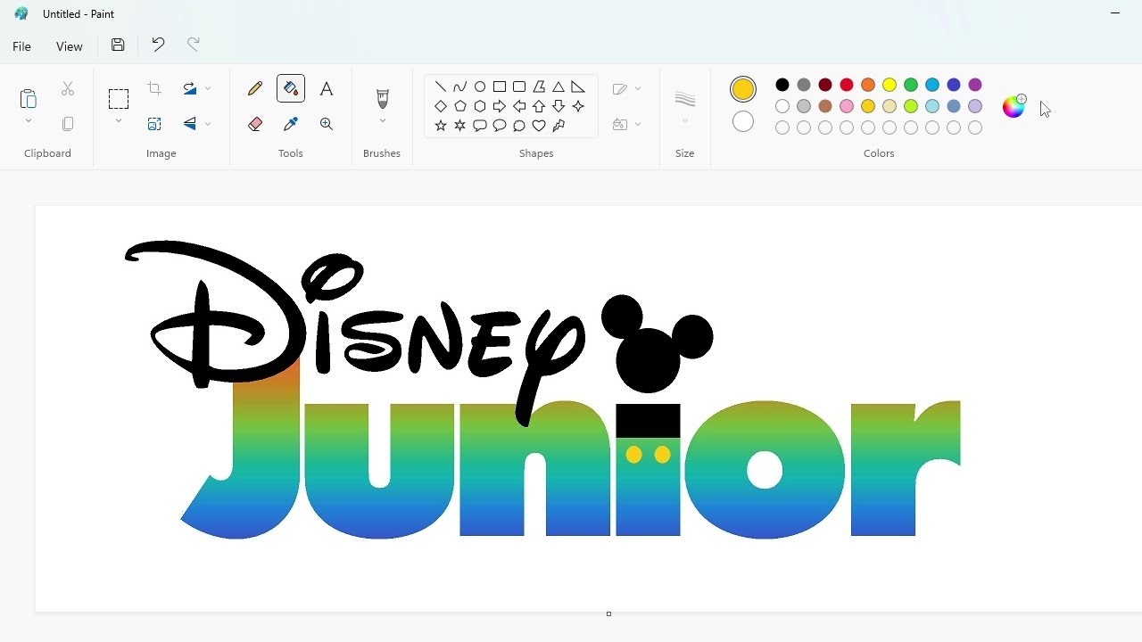 How to draw a colorful Disney Junior logo using MS Paint | How to draw ...