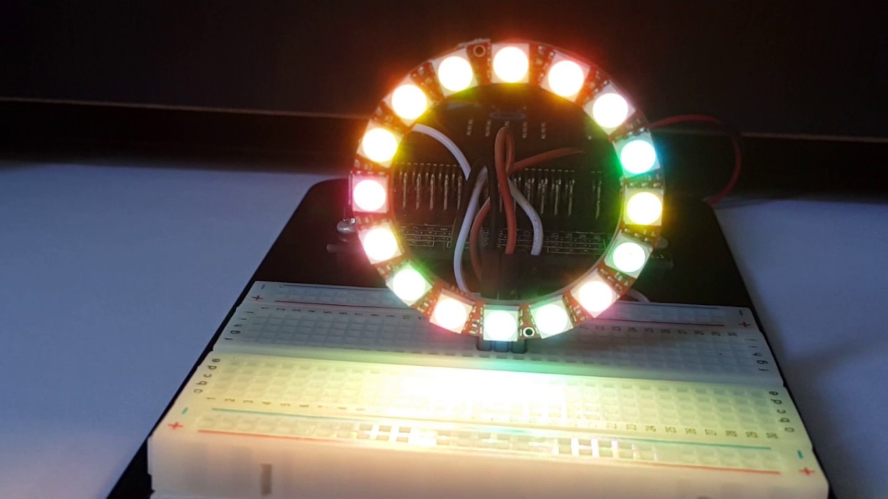 Python 24 BBC Microbit 控制neopixel全彩串列式LED測試 - YouTube