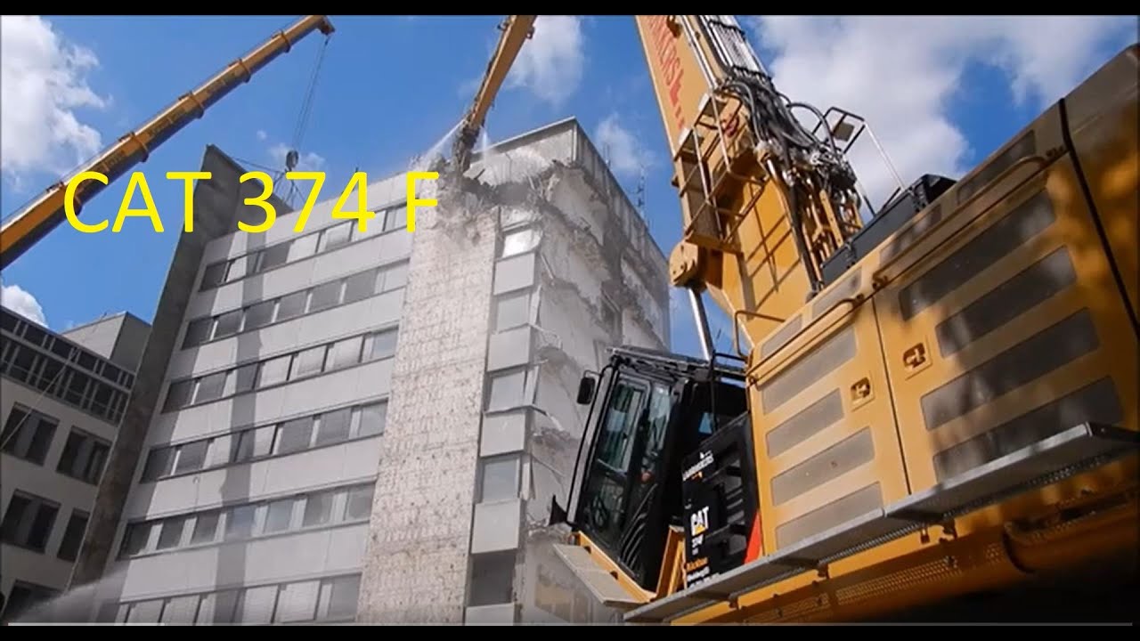 Excacator CAT 374 F UHD - demolition site - YouTube