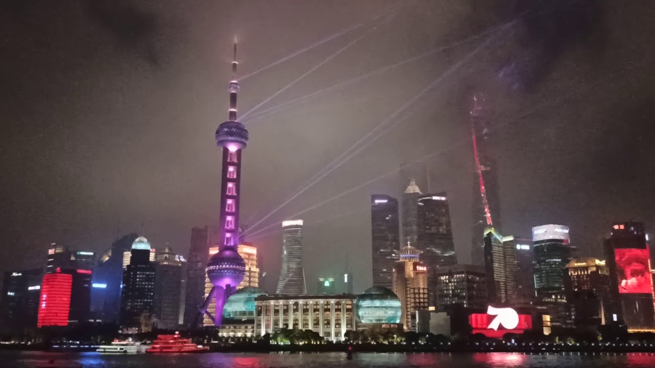 Celebrating the 70th birthday of China, Shanghai light show near the ...