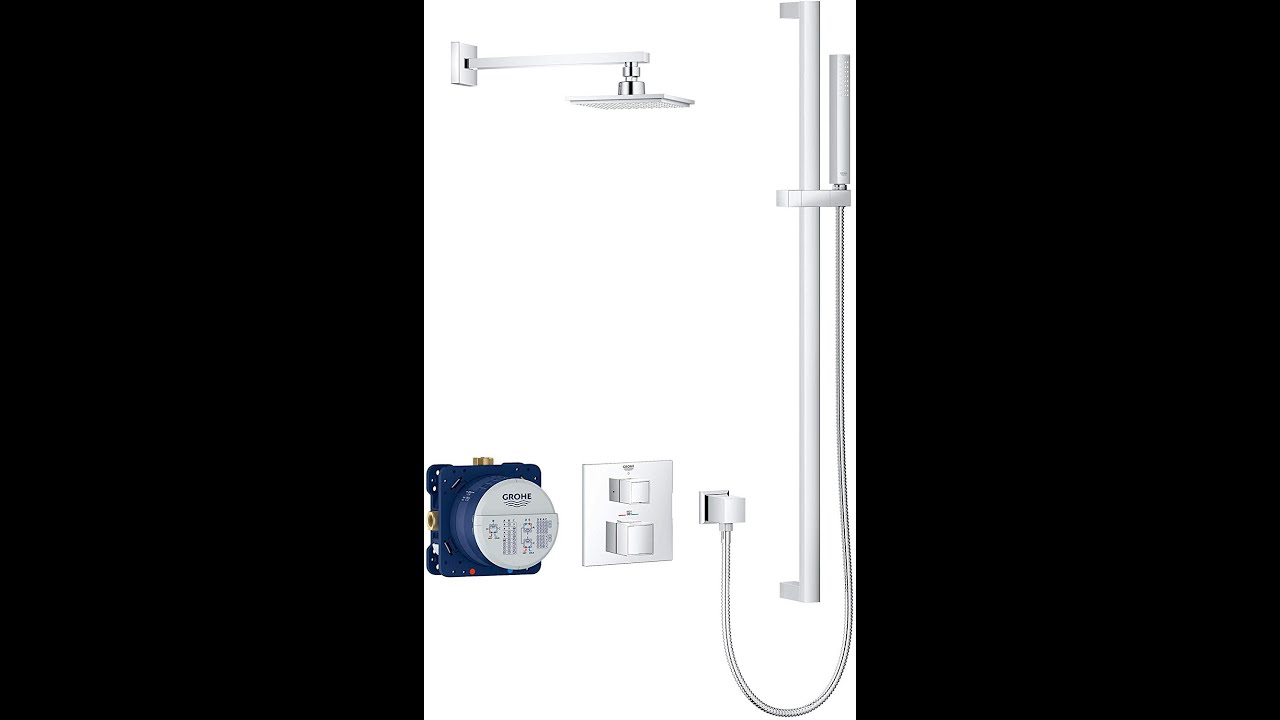GROHE 34747000 Grohtherm Shower Set Cube, Starlight Chrome - YouTube