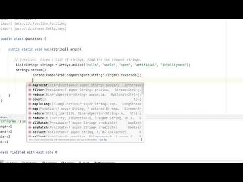 Java 8 Stream API : Given a list of strings, find the two longest strings - YouTube