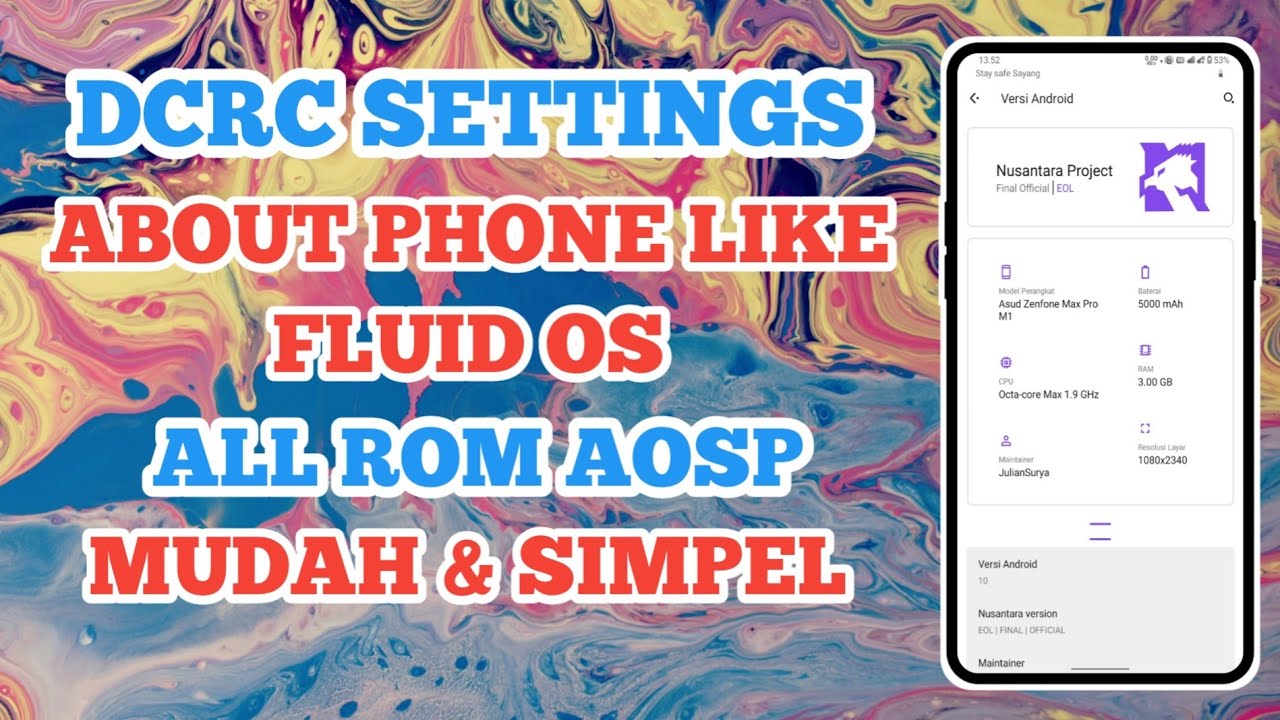 DCRC SETTINGS ABOUT PHONE LIKE FLUID OS ALL ROM AOSP MUDAH & GAMPANG DI ...