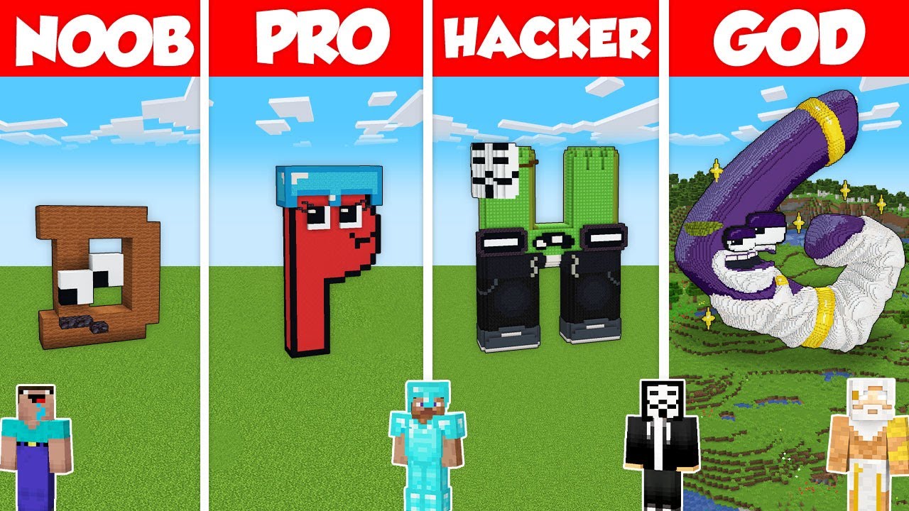 ALPHABET LORE STATUE BUILD CHALLENGE - Minecraft Battle: NOOB vs PRO vs HACKER vs GOD ...