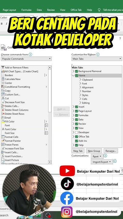 Cara Menampilkan Developer pada Excel #belajarexcel #tutorialexcel # ...