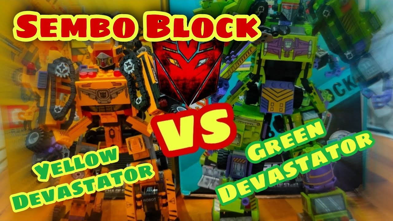 MERAKIT LEGO ROBOT YELLOW DEVASTATOR vs GREEN DEVASTATOR.6in1 SEMBO ...
