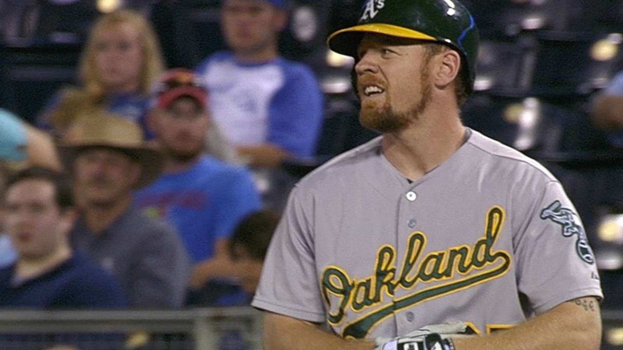 OAK@KC: Moss collects four hits against the Royals - YouTube