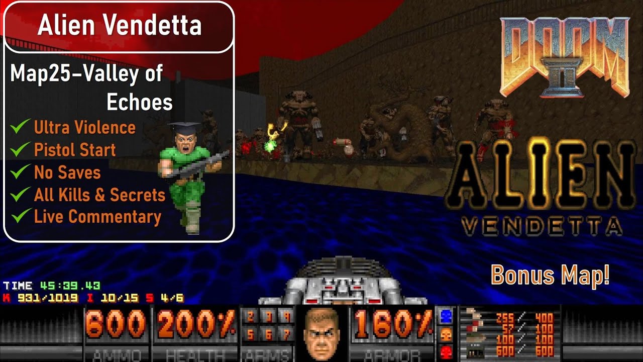 Alien Vendetta Map25 - Valley of Echoes [Doom 2, UV, Pistol, 100% ...