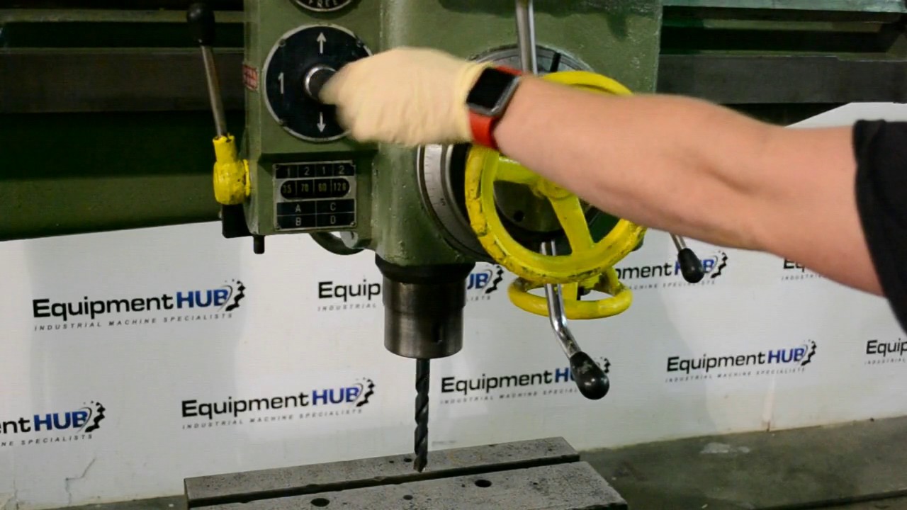 Summit 4' x 12" Radial Arm Drill, Power Clamping & Elevation - YouTube