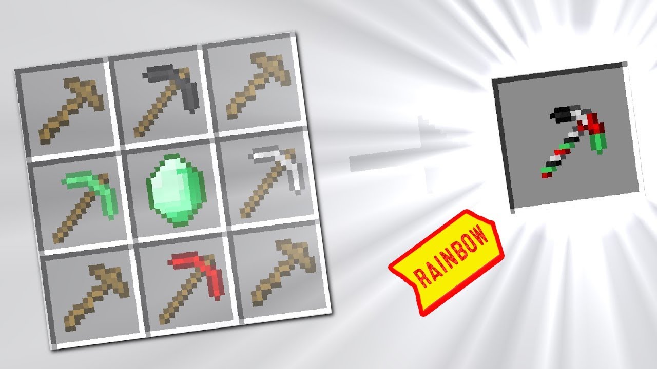 CRAFTING A RAINBOW PICKAXE in MINECRAFT - YouTube