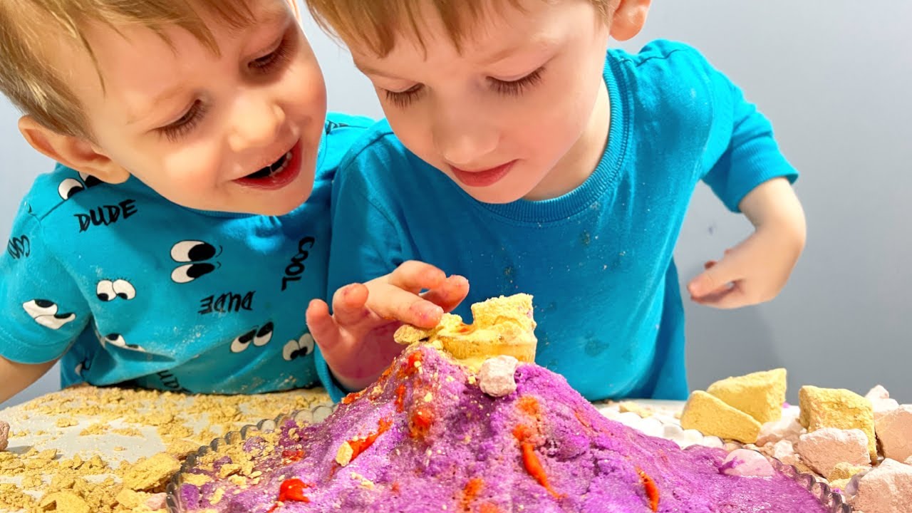 DIY Experience for Kids from Kinetic Sand | What is a Volcano | How ...