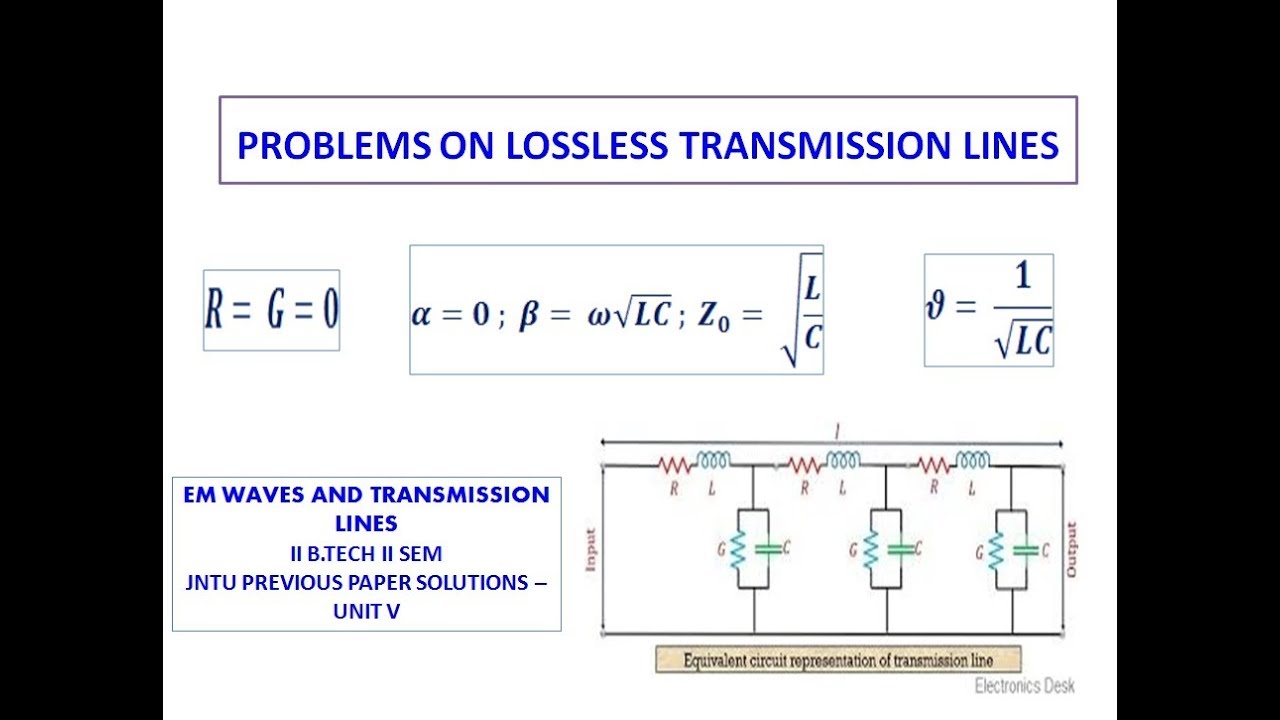TRANSMISSION LINES - PROBLEMS ON LOSSLESS LINES - EM WAVES AND ...