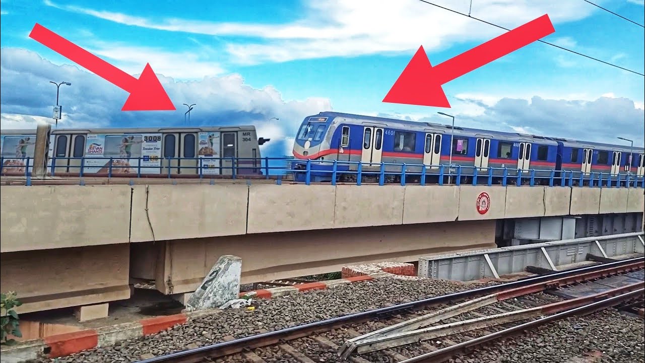 Two New Different Types Of Metro Dangerously Crossing At Bidhannagar ...