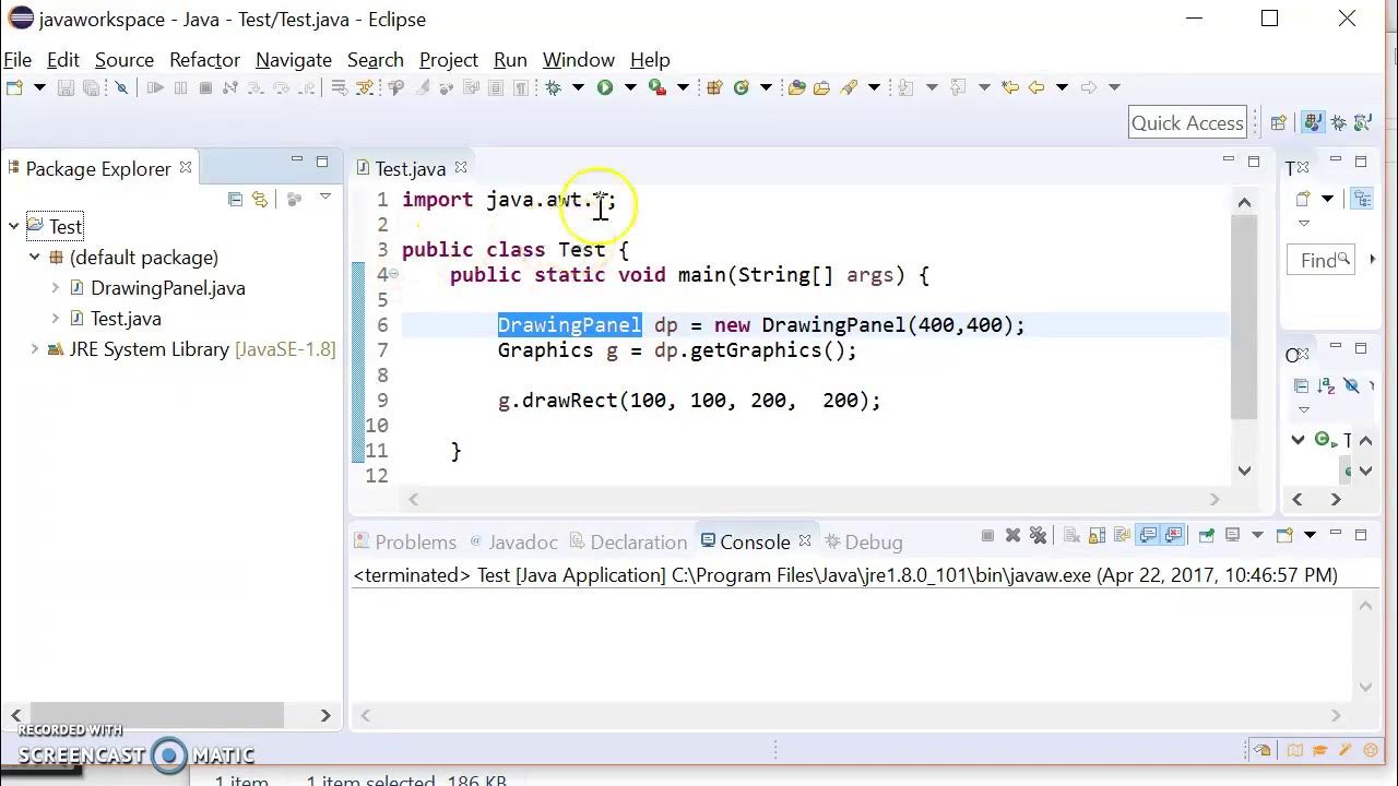 Using Building Java Programs DrawingPanel with Eclipse - YouTube