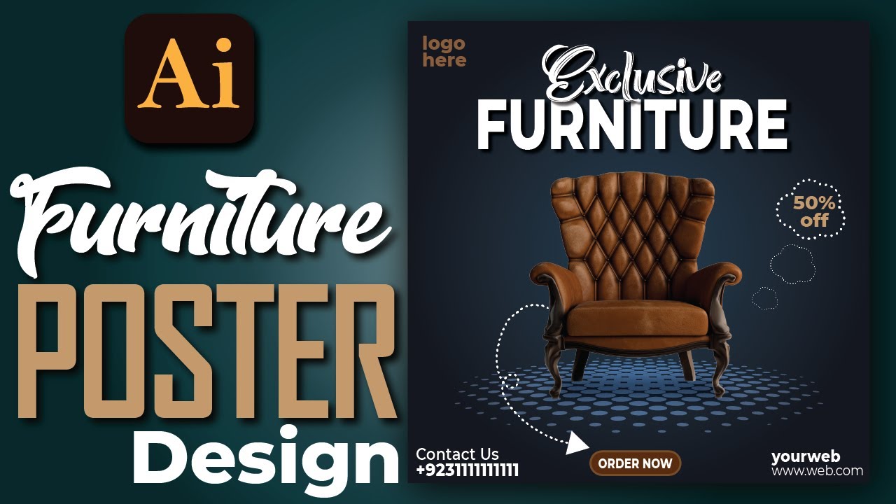 Illustrator CC Tutorial | Graphic Design | Chair Furniture Poster ...