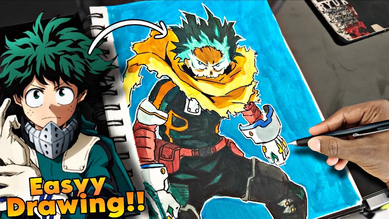 How to draw Deku - full step by step tutorial | Season 8 |Easy anime ...