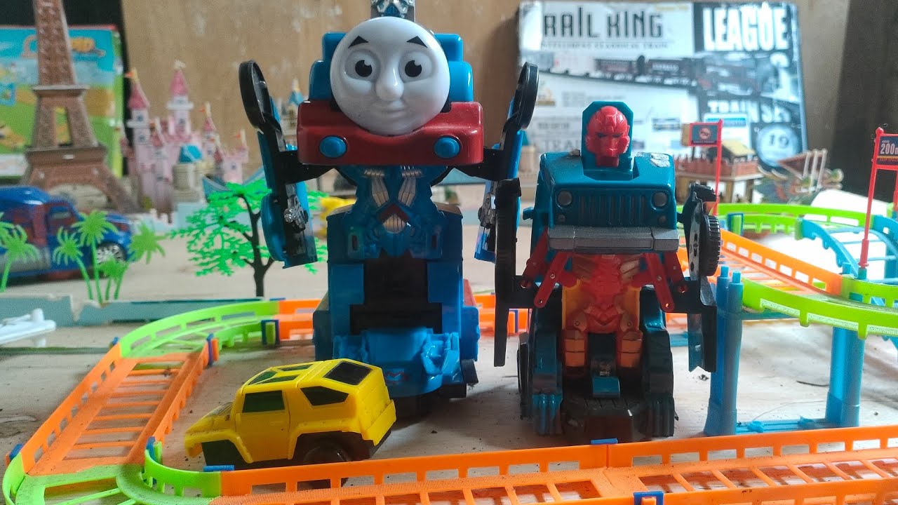 robot kereta api Jeep robot mobil kuning dll - YouTube