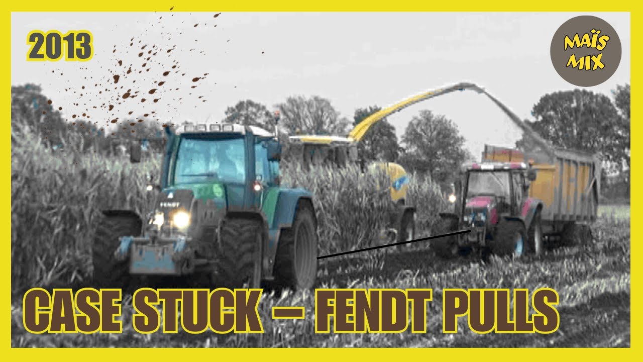 Maïs 2013 | Case IH vastgereden | Fendt 818 om te slepen | New Holland ...