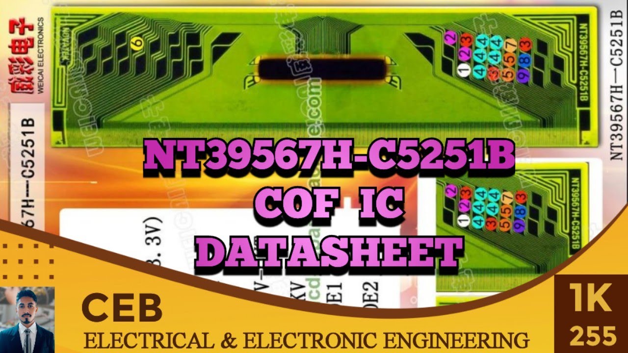 NT39567H-C5251B Panel Cof ic datasheet | NT39567H-C5251B COF / TAB - YouTube