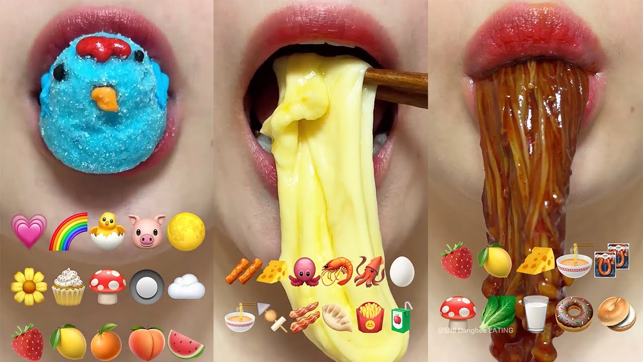 asmr 30 MINUTES EMOJI FOOD CHALLENGE MUKBANG DESSERT 침꼴깍 이모지 먹방 모음집 ...