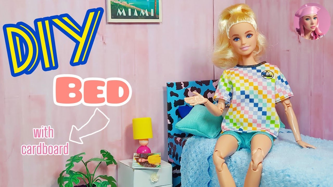 DIY How to make a mini bed for barbie dolls with cardboard : easy and ...