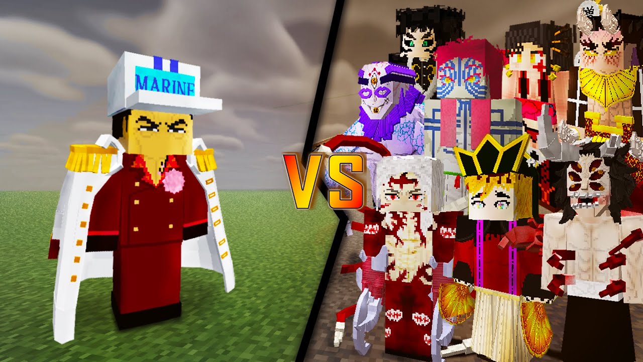 Akainu VS Upper Moons , Muzan In Minecraft - YouTube