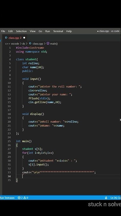 member functions and object array| c++ program to input and output| oop| #shorts #cpp - YouTube