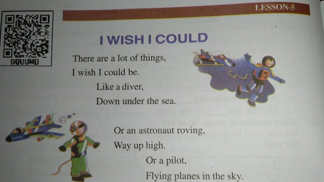class 6 lesson 5 English ka poem I wish I could. कक्षा 6 अंग्रेजी ...