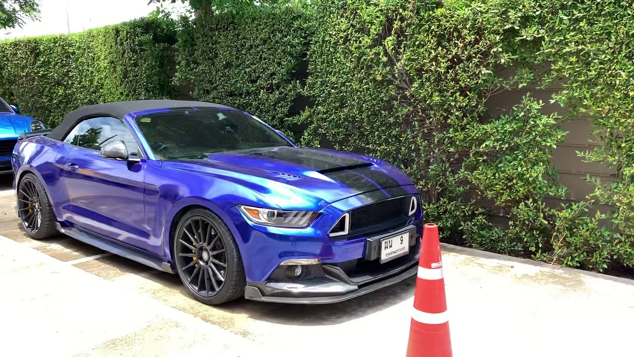 Pearl Blue Wrapped Ford Mustang Convertible - YouTube