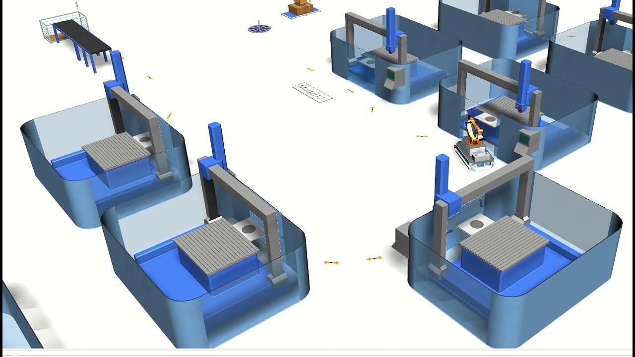 Plant Simulation -AGV RGV結合手臂上下貨 - YouTube