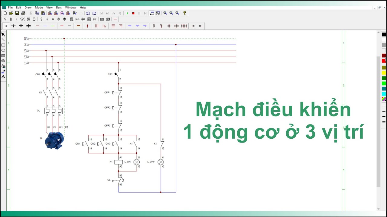 03. Mạch điều khiển 1 động cơ 3 vị trí || Học Trang bị điện với CADe ...