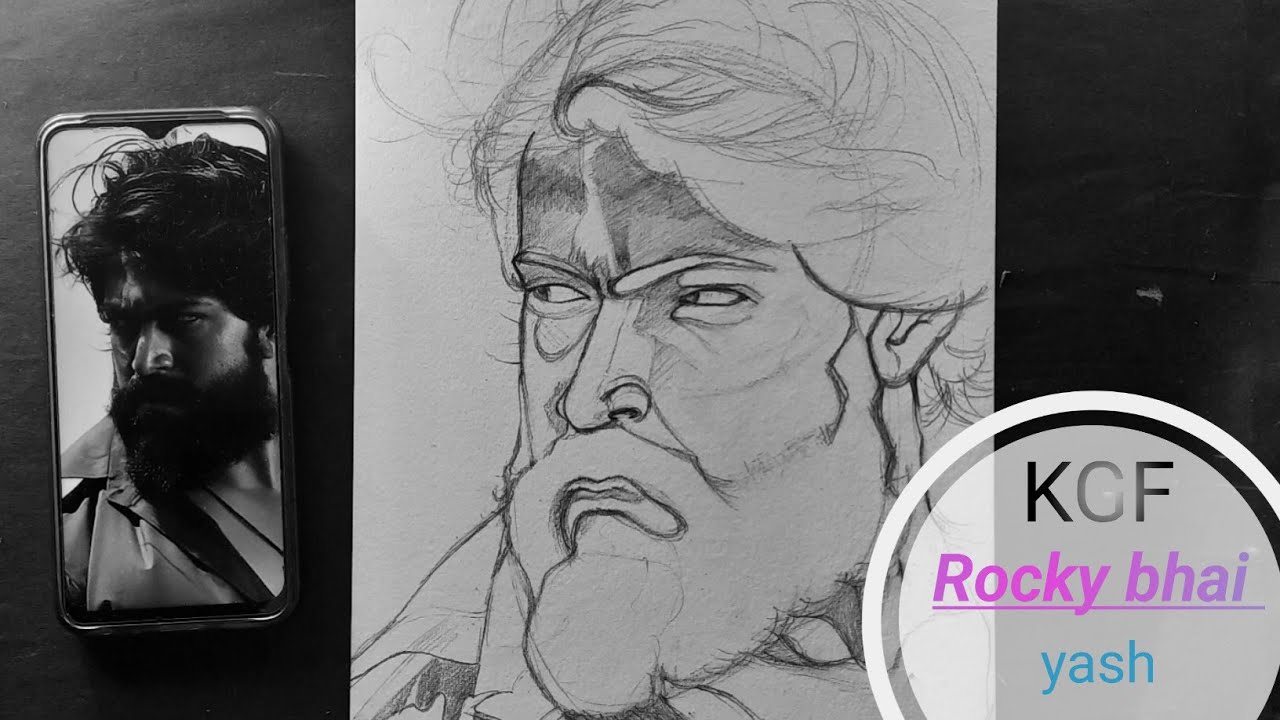 How to draw outline of kgf rocky bhai 🥰 ll yash step by step outlin drawing #th_drawing_art ...