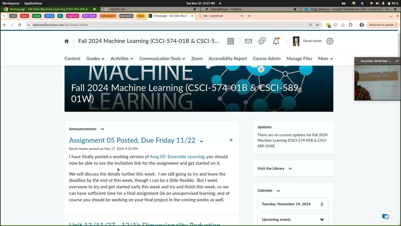 CSci 574 Class Lecture / Help Session Tuesday 11/19/2024 - YouTube