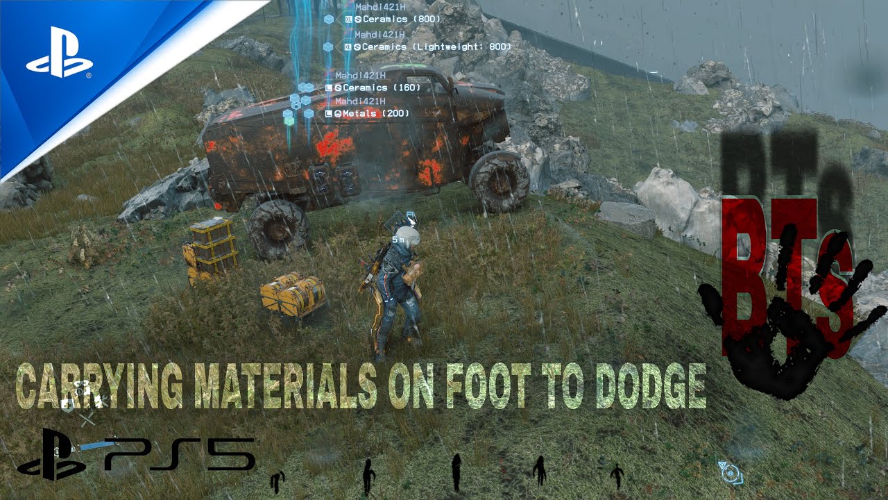 Death Stranding gameplay: Pulling heavy cargo on two floating carriers ...