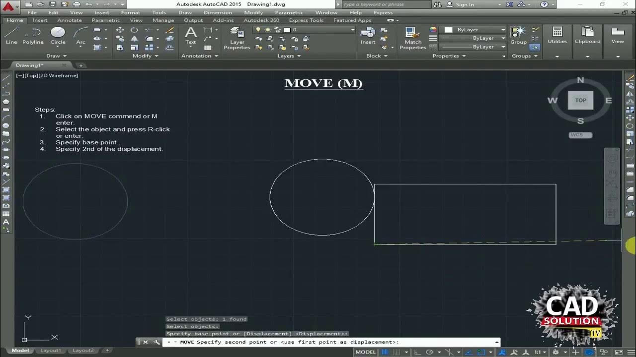 HOW TO USE MOVE COMMAND :AUTOCAD - YouTube