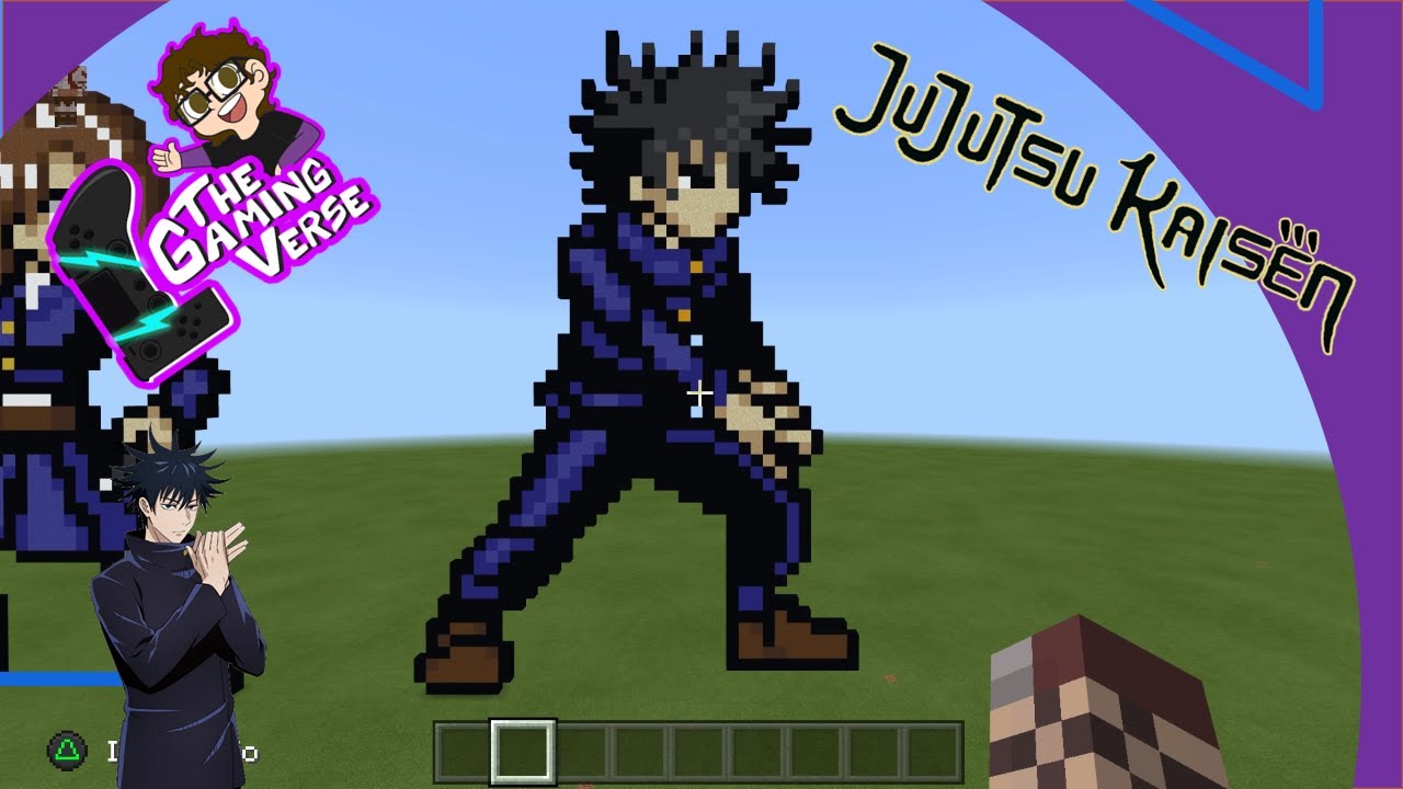 Minecraft pixel art jujutsu kaisen ep2 Megumi Fushiguro tutorial - YouTube