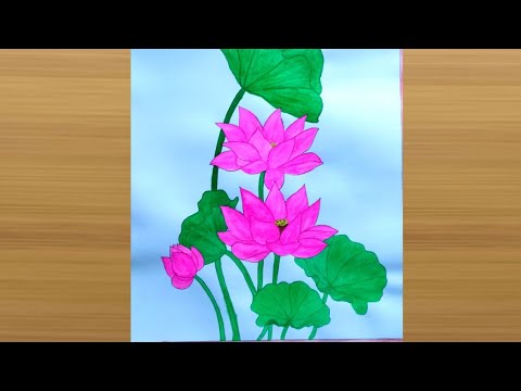 how to make lotus flowers Drawing easy | kamal drawing step by step ...
